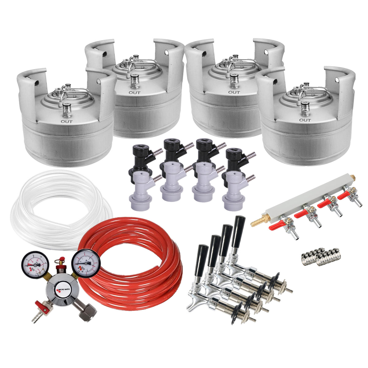 Ball Lock Homebrew Kegging Kit for Four 1.5 Gallon Cornelius Kegs with ...
