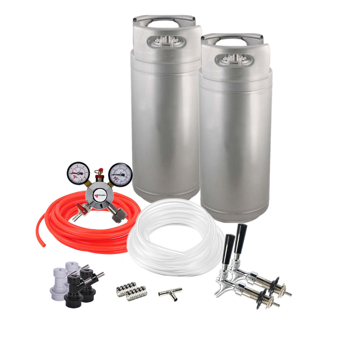 Ball Lock Homebrew Kegging Kit with Two 5 Gallon Cornelius Keg, Beer S ...