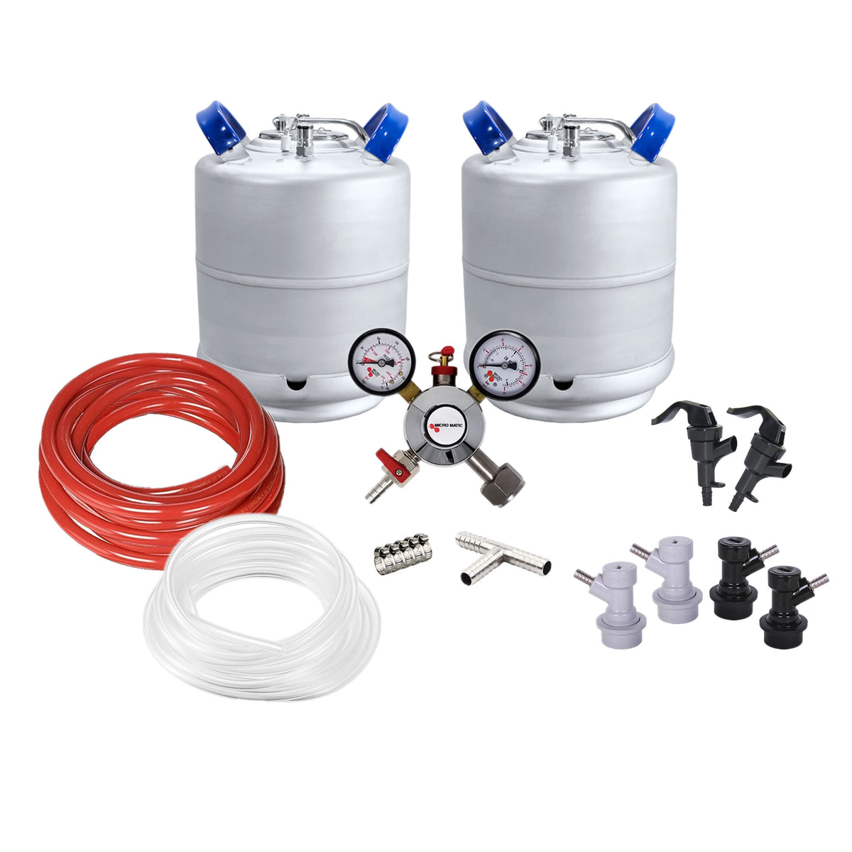 Ball Lock Homebrew Kegging Kit for Two 2.5 Gallon Cornelius Kegs with ...