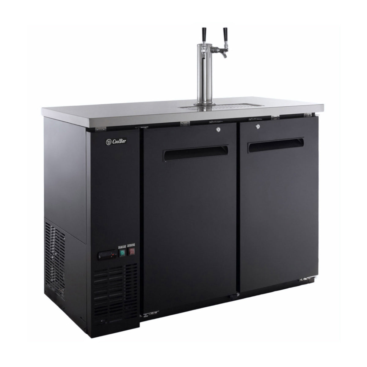 Coolbar Commercial Kegerator, 2 doors, 48" Wide, 24” Deep, 2-Tap Tower ...