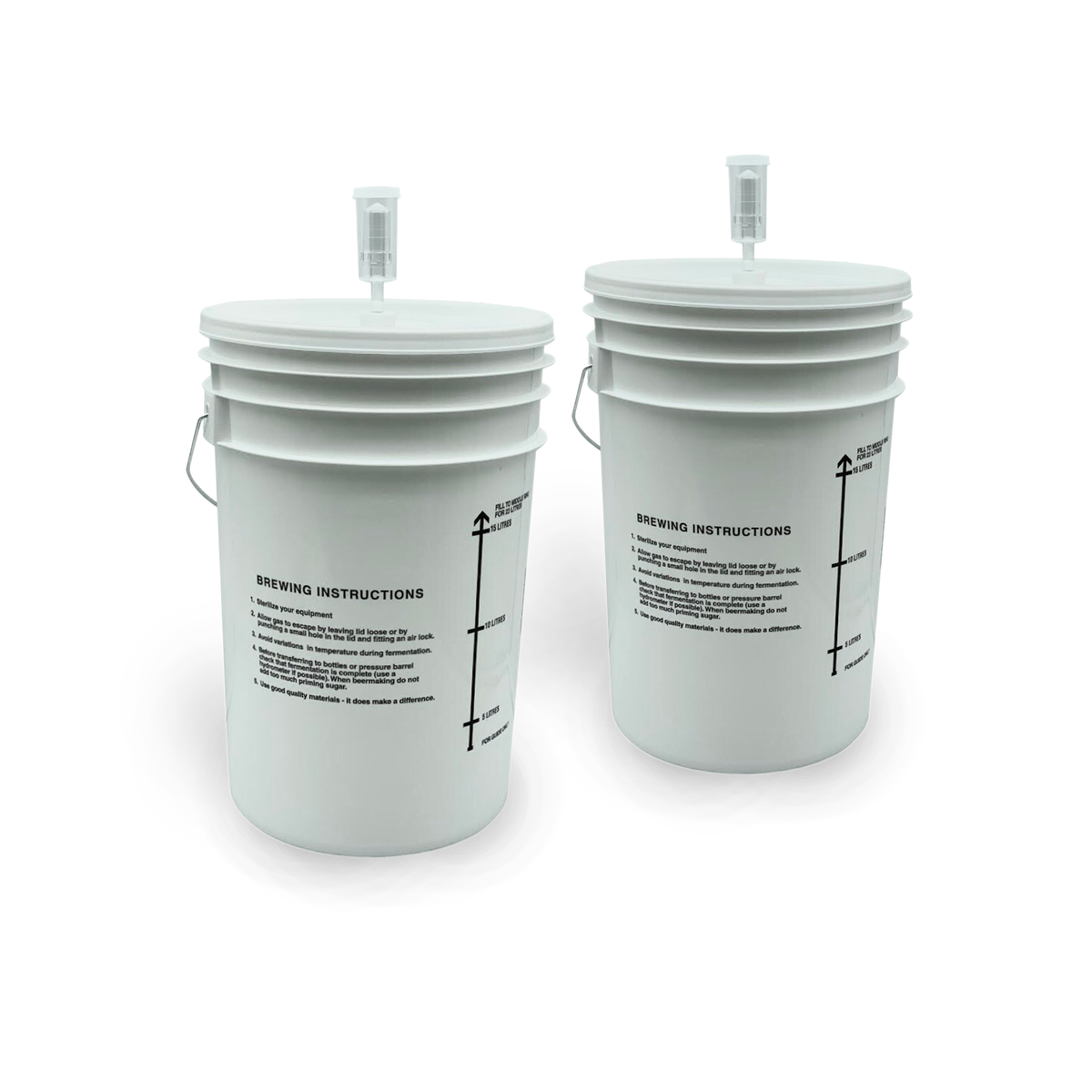 6.5 Gallon Fermentation Bucket and Lid with #6.5 Bung and Airlock (2 P ...